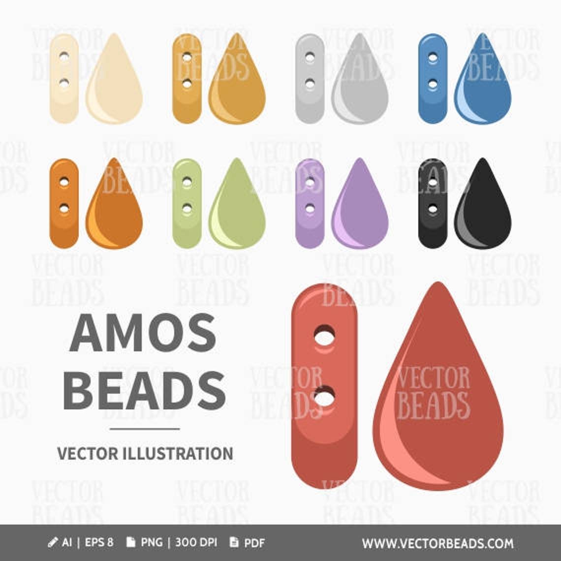 Vector Clipart Set of Amos Beads for Creating Beading Patterns Instant ...
