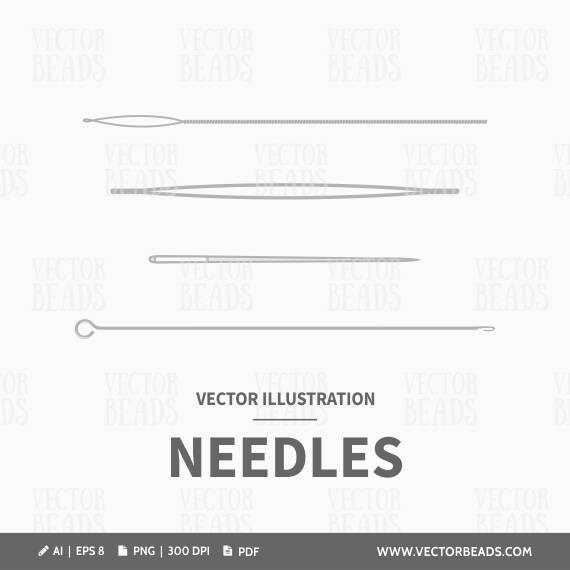 Vector Clipart Set of Beading Needles - Instant Download - Etsy