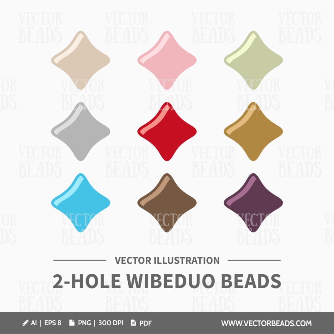 Vector Clipart Set of Two-hole Wibeduo Beads Instant Download - Etsy