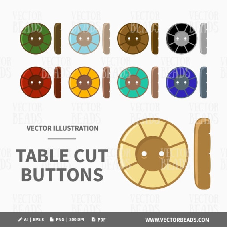 Vector Clip Art Set of Table Cut Buttons Instant Download - Etsy