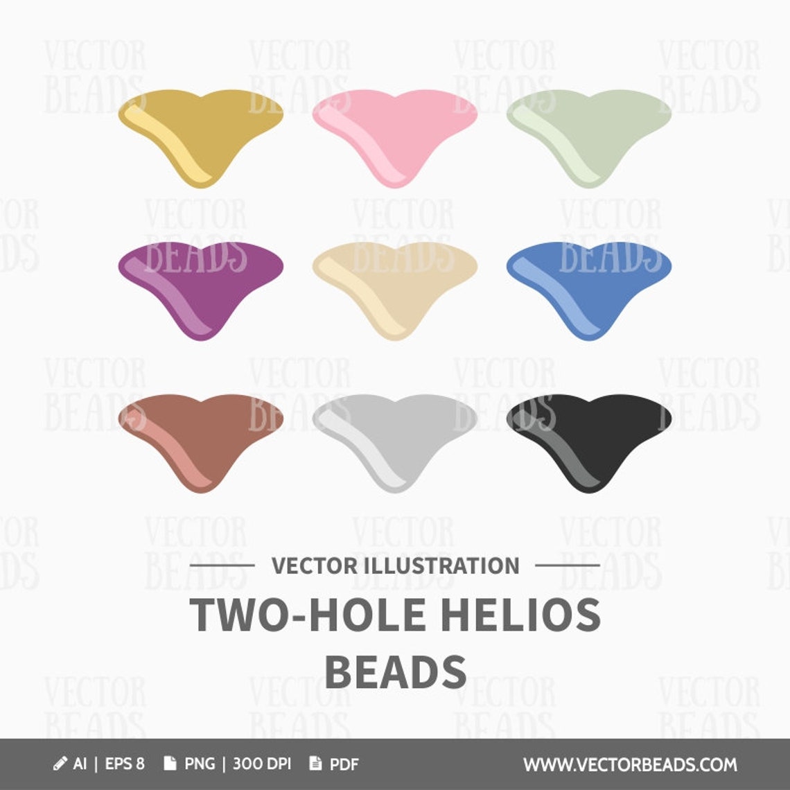 Vector Clipart Set of Two-hole Helios Beads Instant Download - Etsy