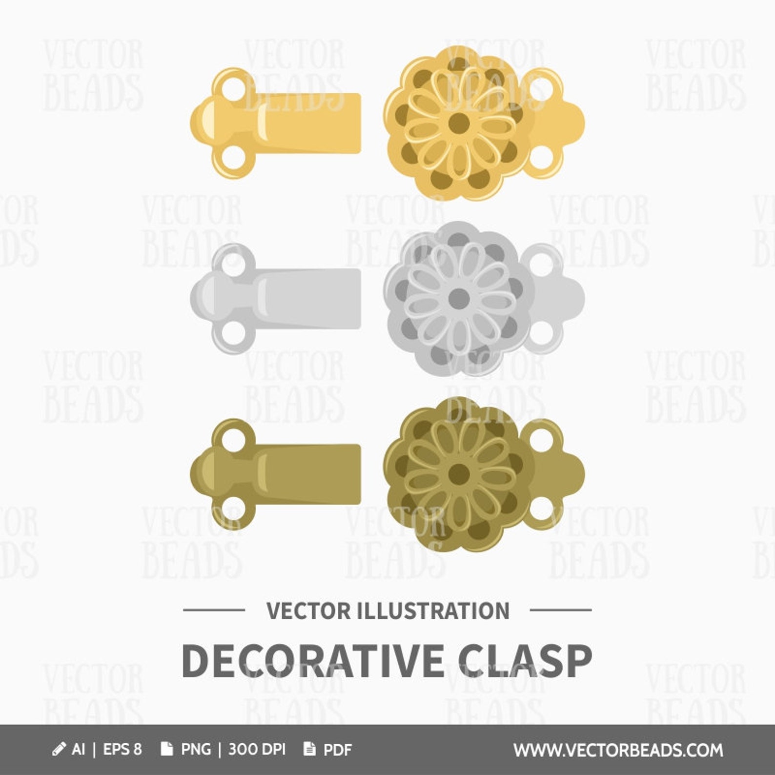 Vector Clip Art Pack of Decorative Clasp for Jewelry Making - Instant ...