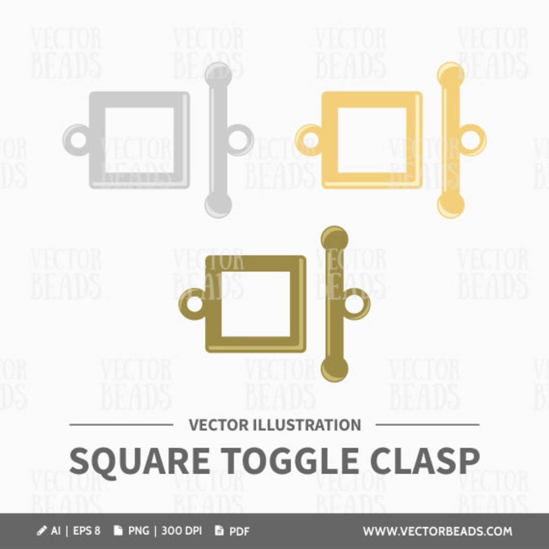 Vector Clip Art Pack of Square Toggle Clasp - Instant Download - Etsy