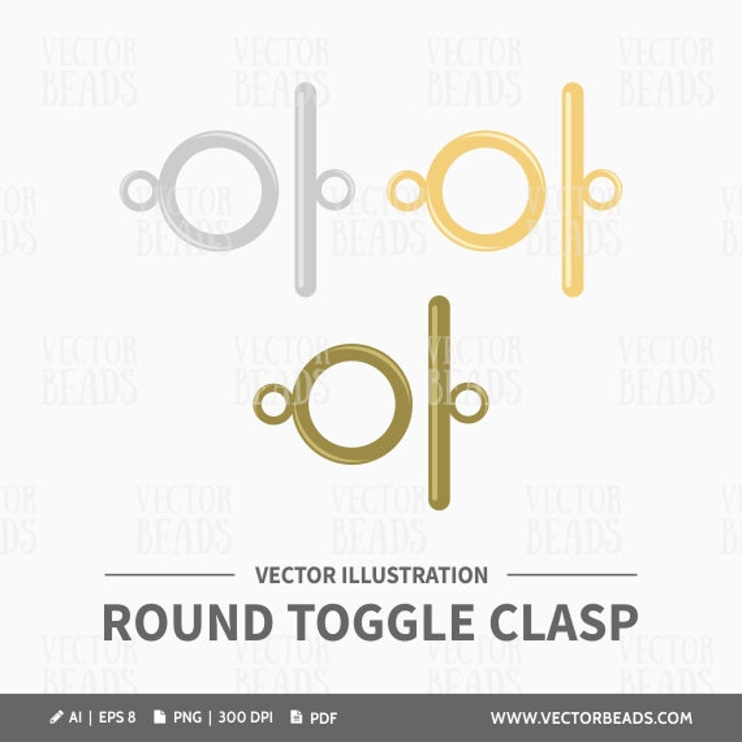 Vector Clip Art Pack of Round Toggle Clasp - Instant Download - Etsy