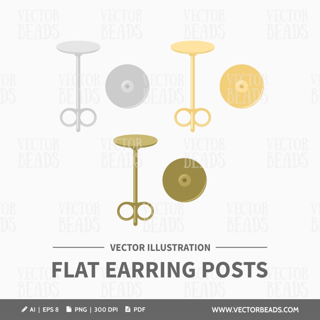 Vector Clip Art Set of Flat Earring Posts - Instant Download - Etsy