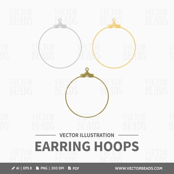 Vector Illustration of Jewelry Earring Hoops Digital Clipart | Etsy