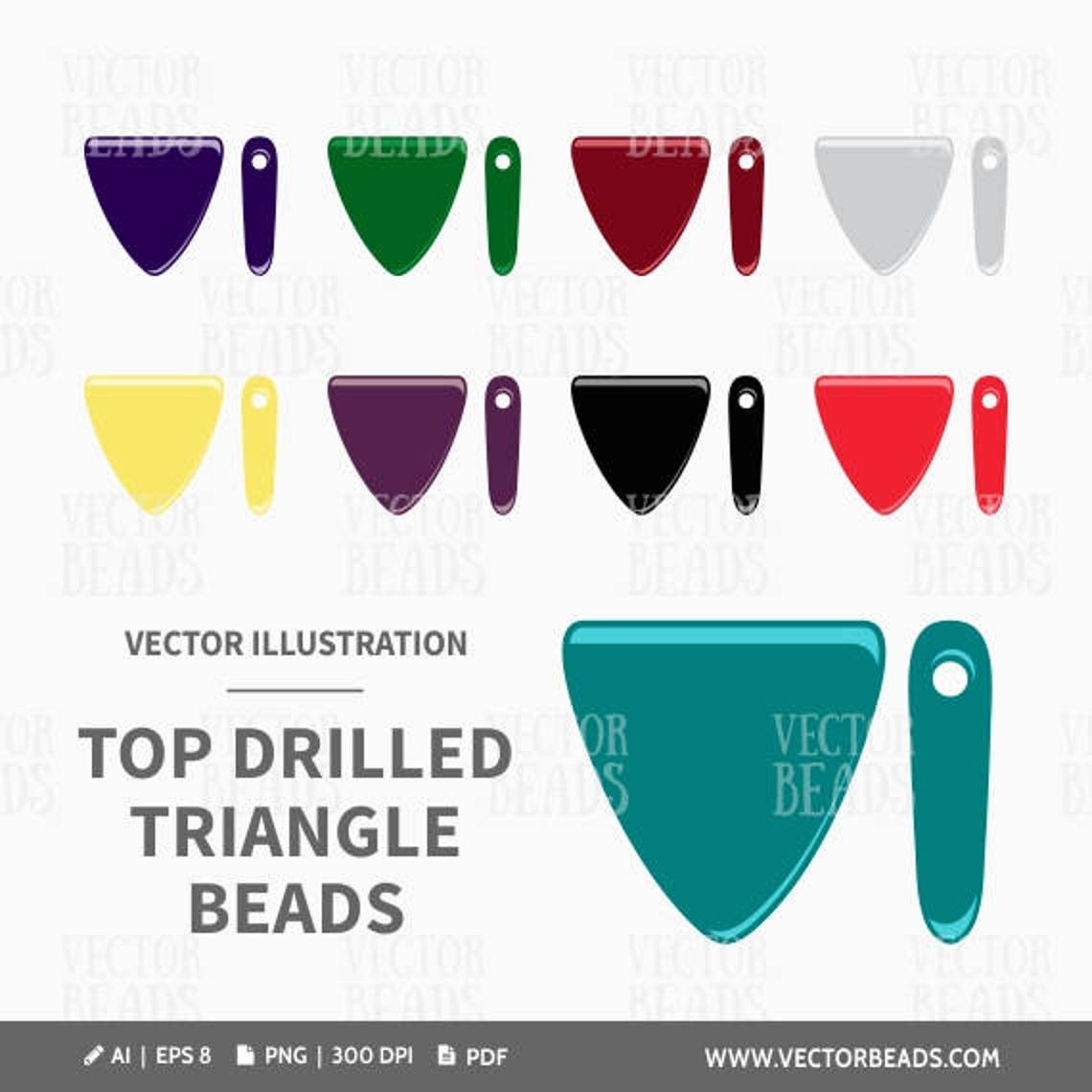 Vector Clip Art Set of Top Drilled Triangle Beads Instant Download - Etsy
