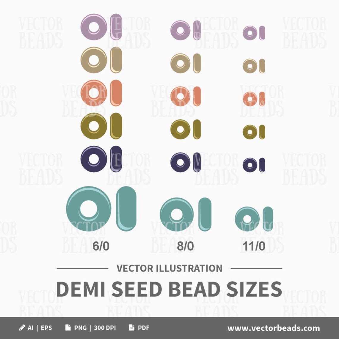 Vector Clipart Pack of Demi Round Seed Beads - Instant Download - Etsy