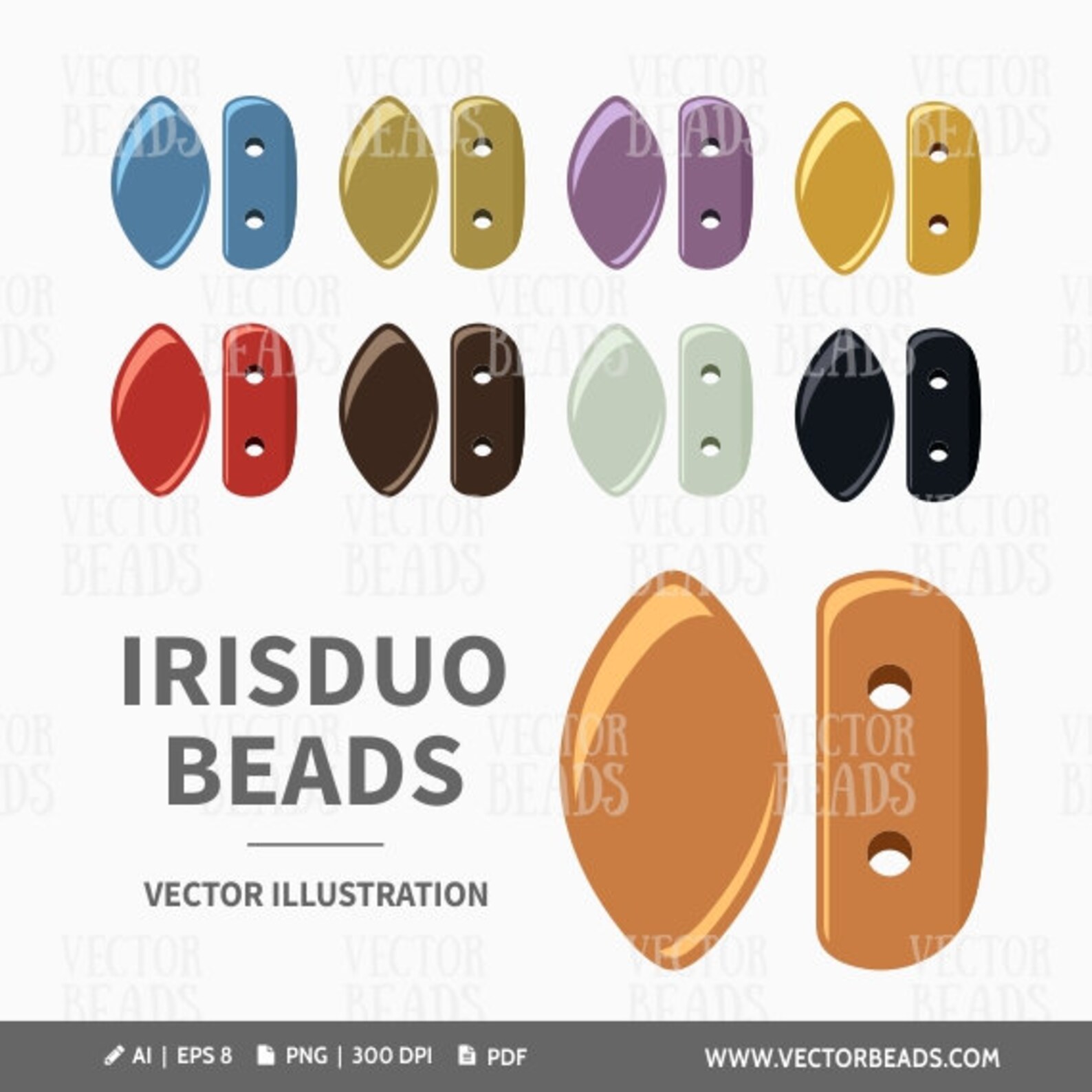 Vector Clip Art Pack of Irisduo 2-hole Beads Instant Download - Etsy