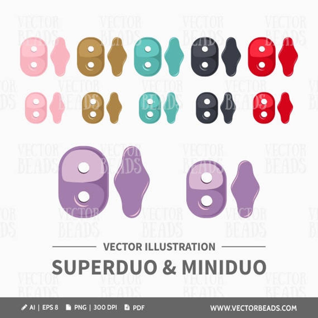 Vector Illustration of Superduo and Miniduo Beads Digital Clipart - Etsy