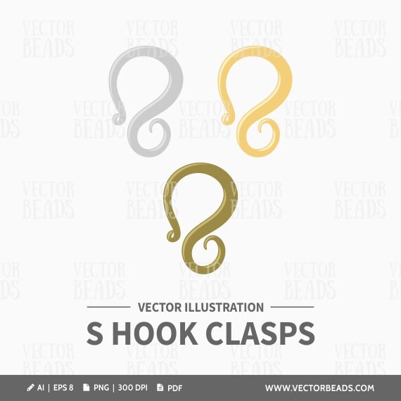 Vector Clipart Pack of S Hook Clasp - Instant Download - Etsy