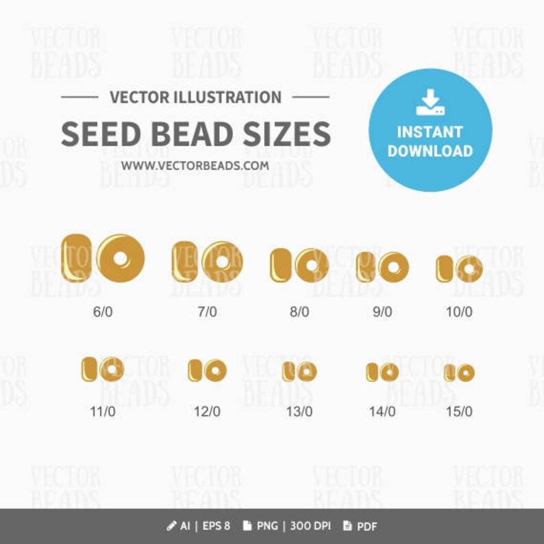 Clip Art Set Of Round Seed Beads Preciosa Seed Bead Sizes Instant Download Etsy