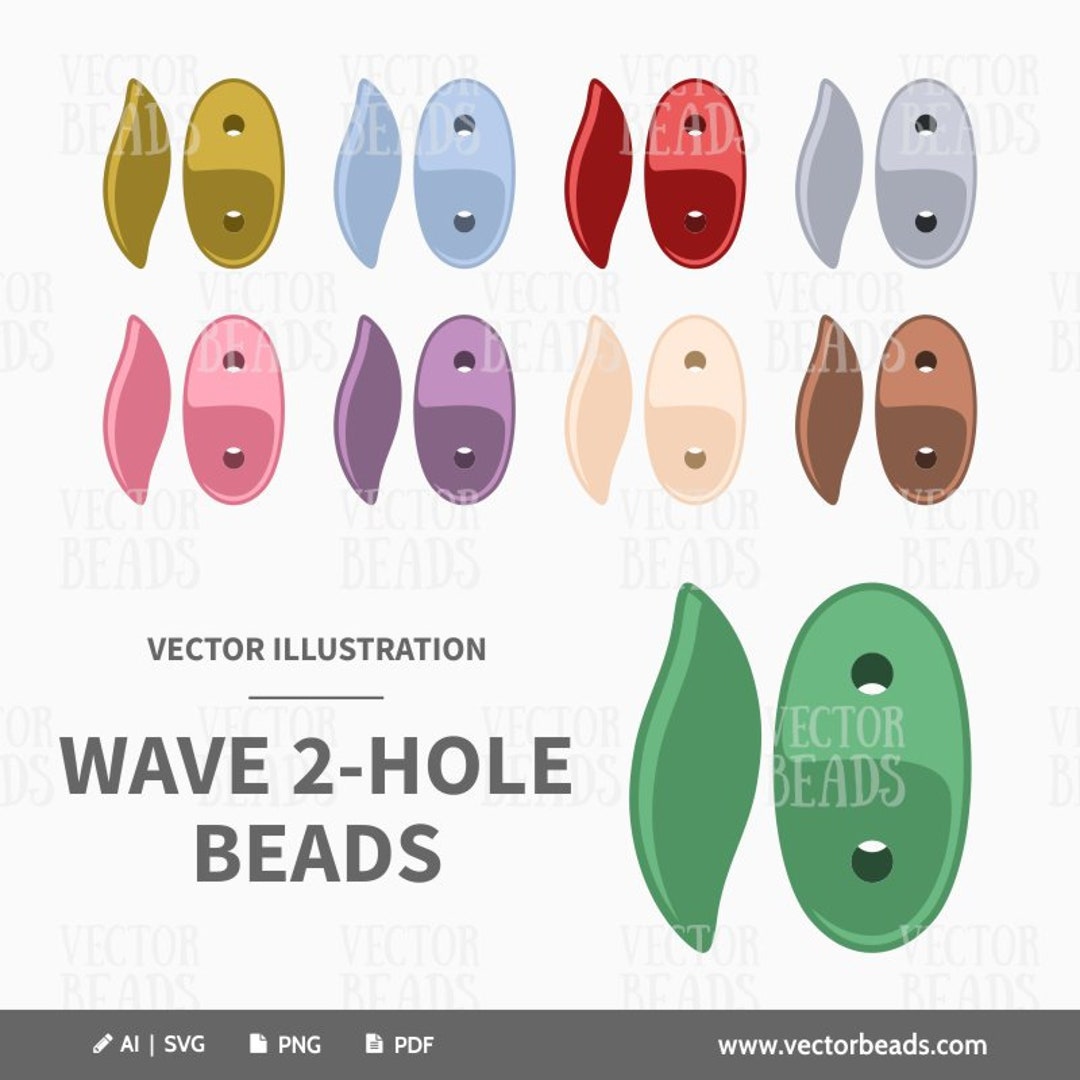 Vector Clipart Pack of Wave 2-hole Beads - Etsy