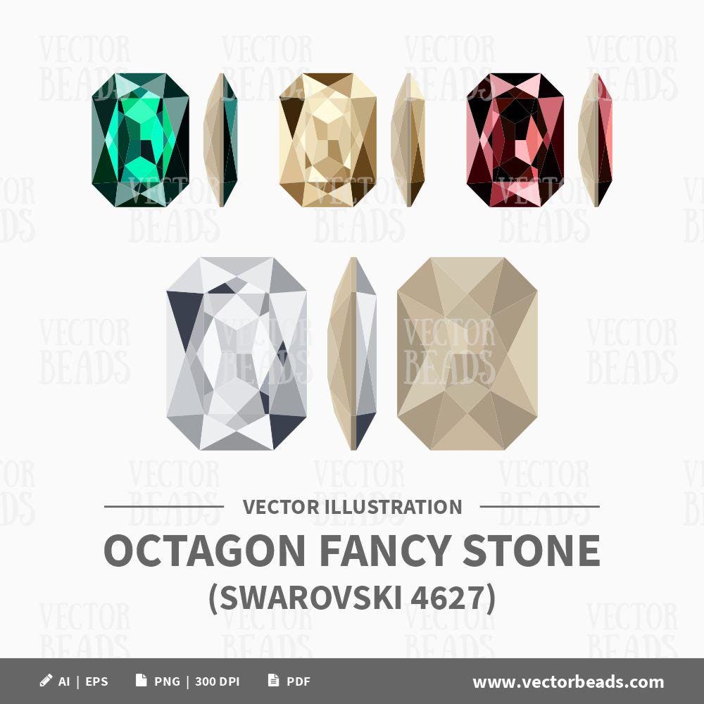 Vector Illustration of Swarovski 4627 Octagon Fancy Stone - Digital ...