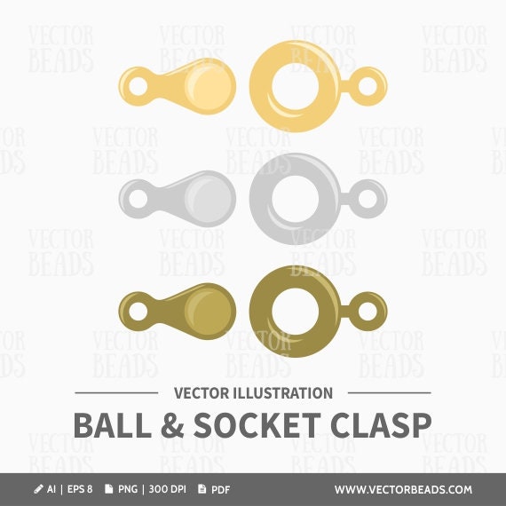 Vector Clipart Pack of Ball and Socket Clasp - Instant Download - Etsy