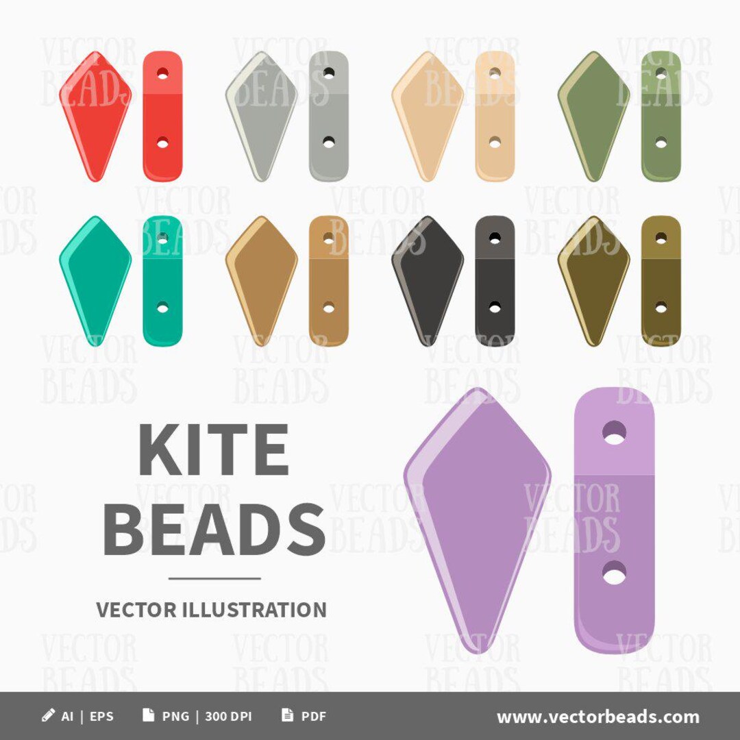 Vector Clipart Set of Two-hole Kite Beads - Digital Beads - Instant ...