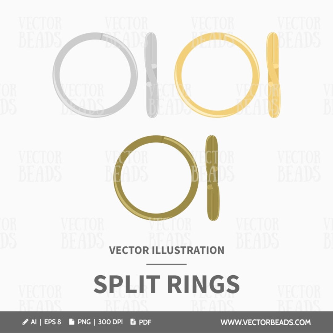 Vector Clip Art Set of Split Rings - Etsy