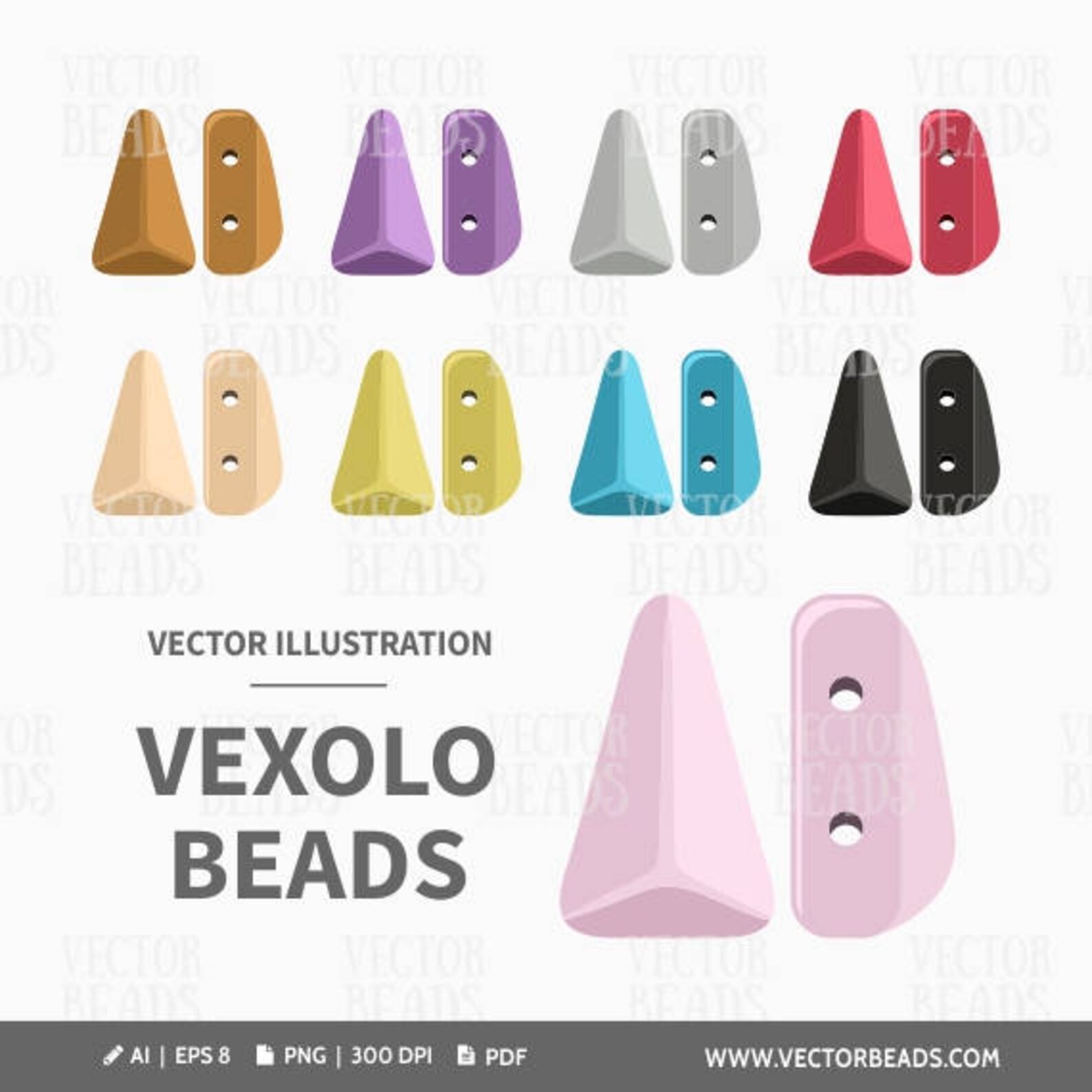Vector Clipart Set of Two-hole Vexolo Beads Instant Download - Etsy
