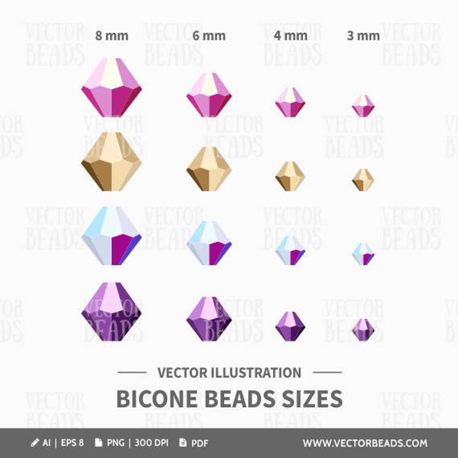 Vector Clipart Set of Bicone Beads Instant Download - Etsy
