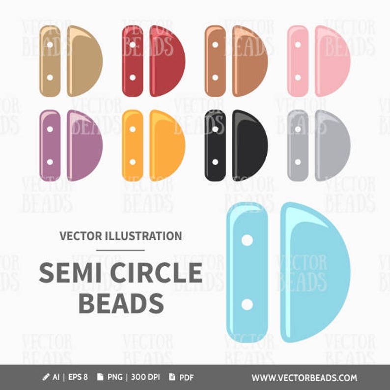 Vector Clipart Set of Semi Circle Beads Instant Download - Etsy