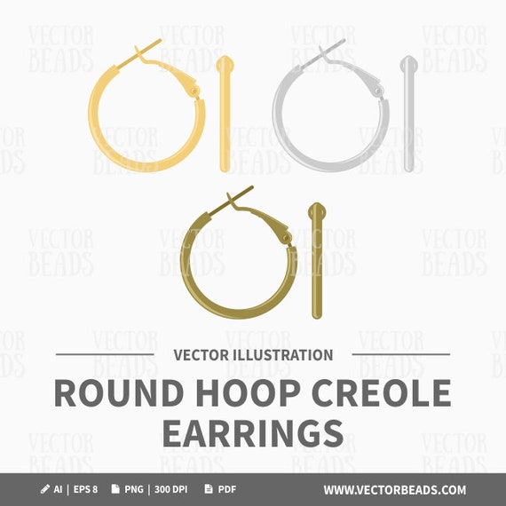 Vector Clip Art Set of Round Hoop Creole Earrings Instant | Etsy