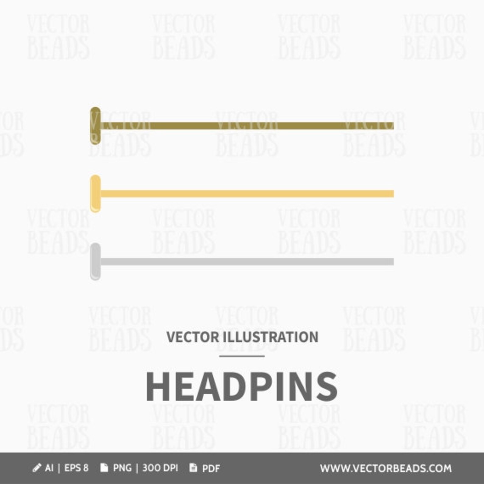 Vector Clip Art Set of Headpins for Creating Beading Diagrams- Instant ...
