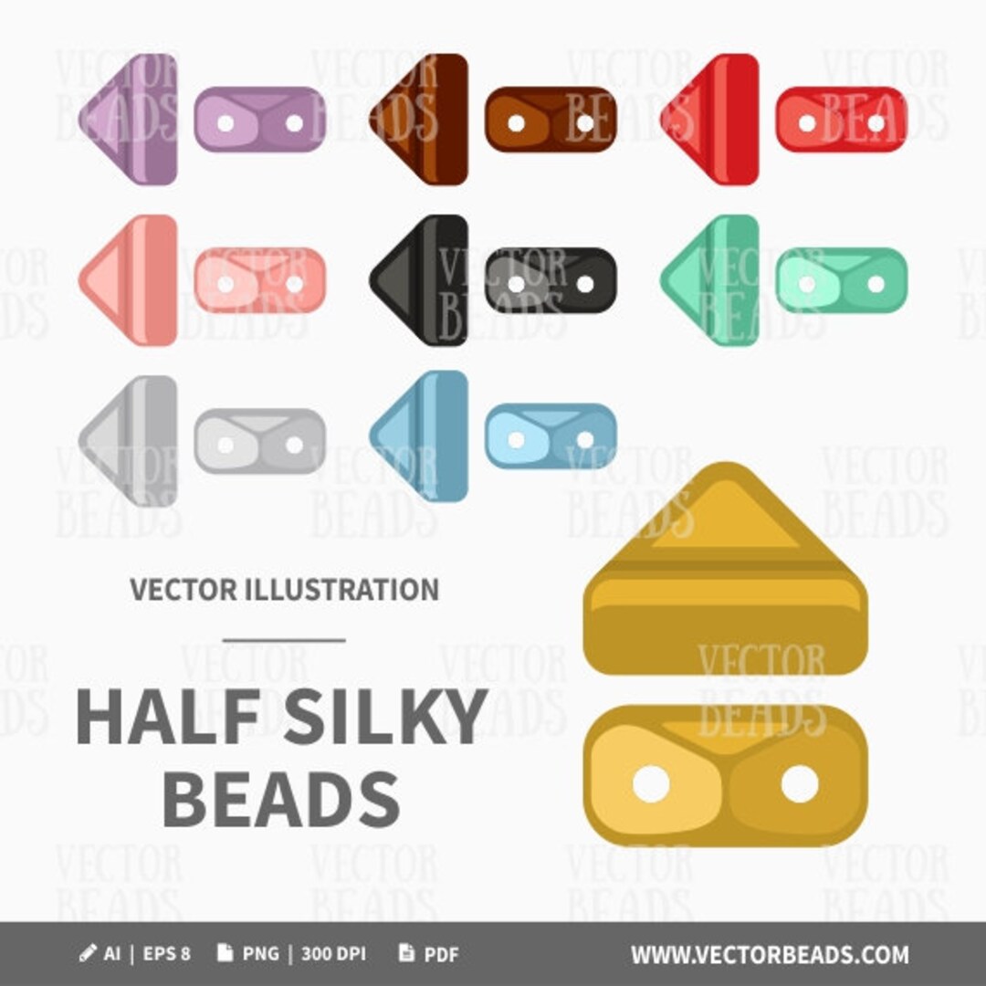 Vector Clip Art Set of Two-hole Half Silky Beads Instant Download - Etsy