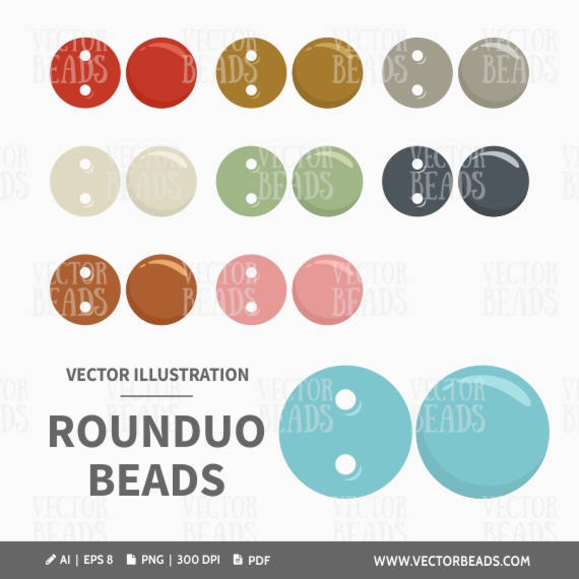 Vector Clipart Set of Two-hole Rounduo Beads Instant Download - Etsy