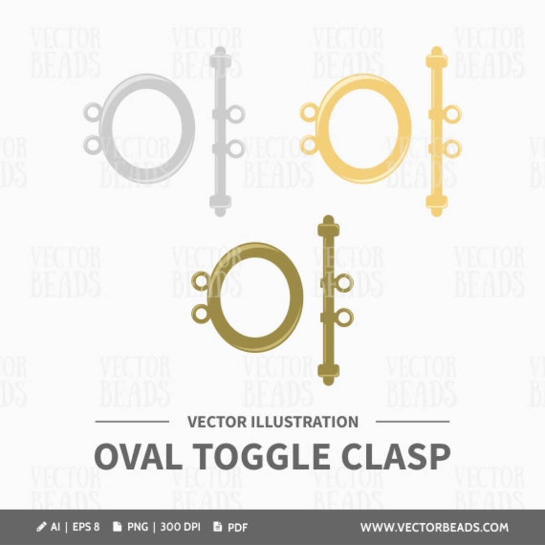 Vector Clip Art Pack of Oval Toggle Clasp - Instant Download - Etsy