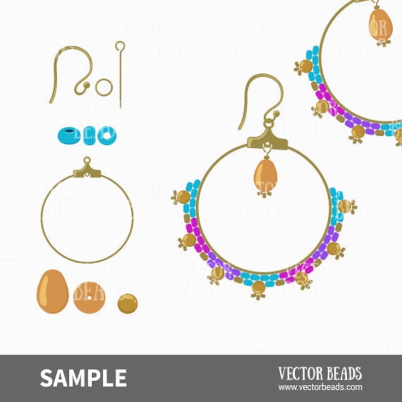 Vector Illustration of Jewelry Earring Hoops - Digital Clipart - Etsy