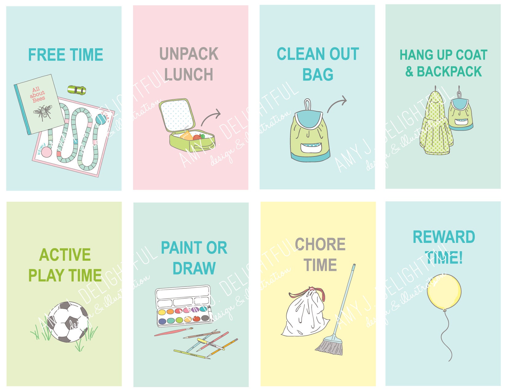 Children's Printable ROUTINE CARDS -digital File Instant Download ...