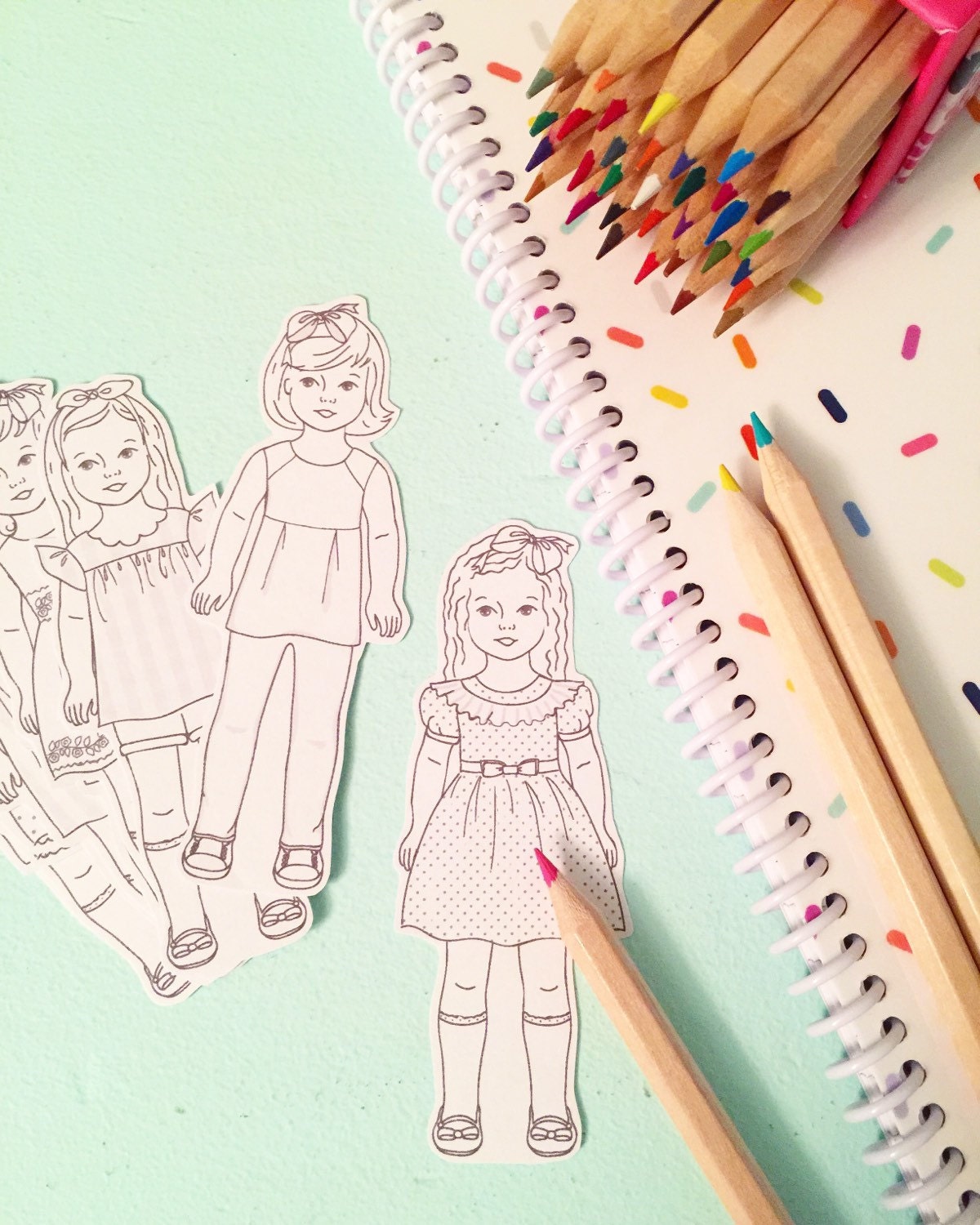 COLORABLE Printable Paper Doll STICKERS - Digital File- Instant ...