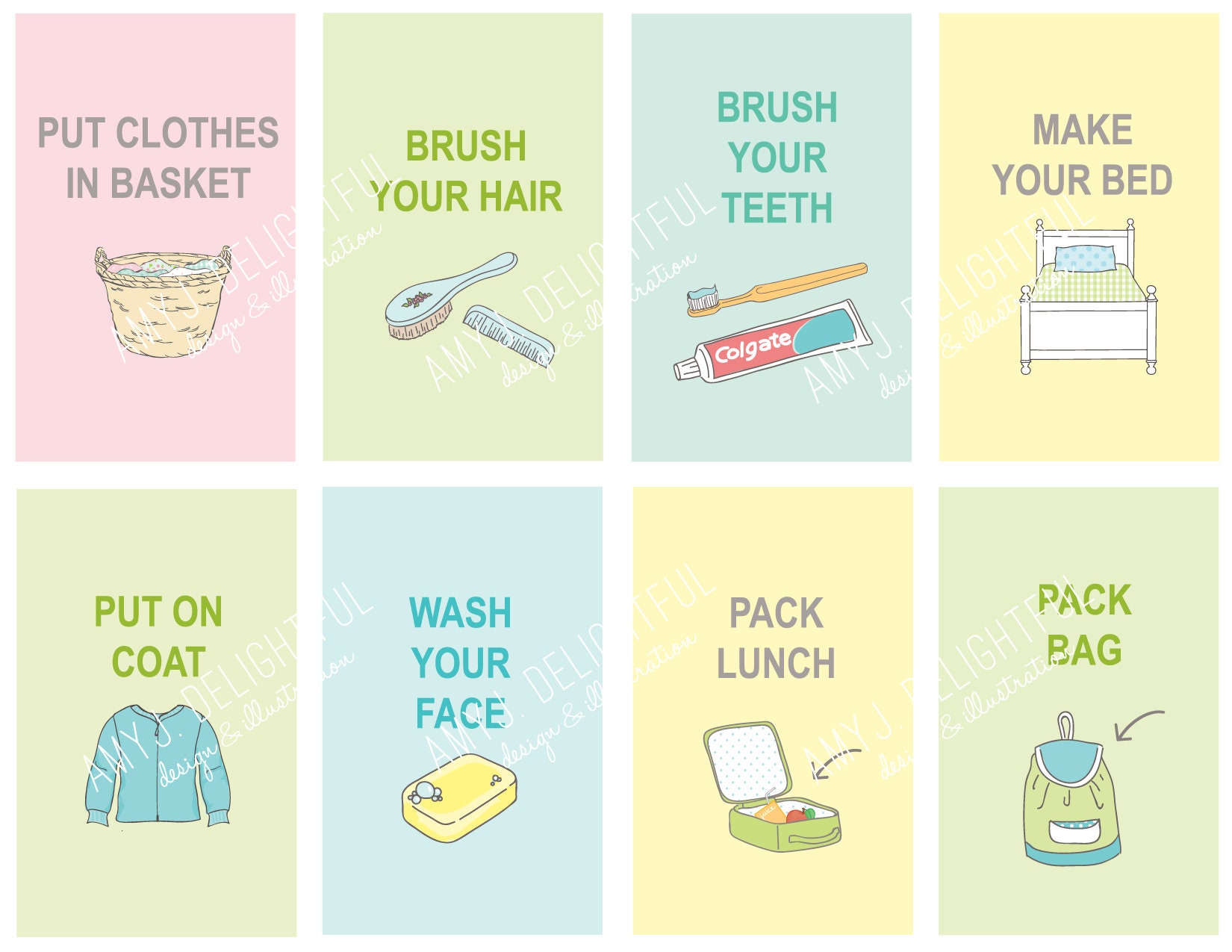 Children's Printable ROUTINE CARDS digital File Instant Download ...