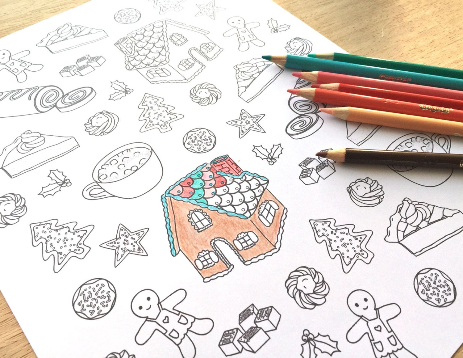 Printable CHRISTMAS TREATS and Goodies Coloring Page- Digital File ...