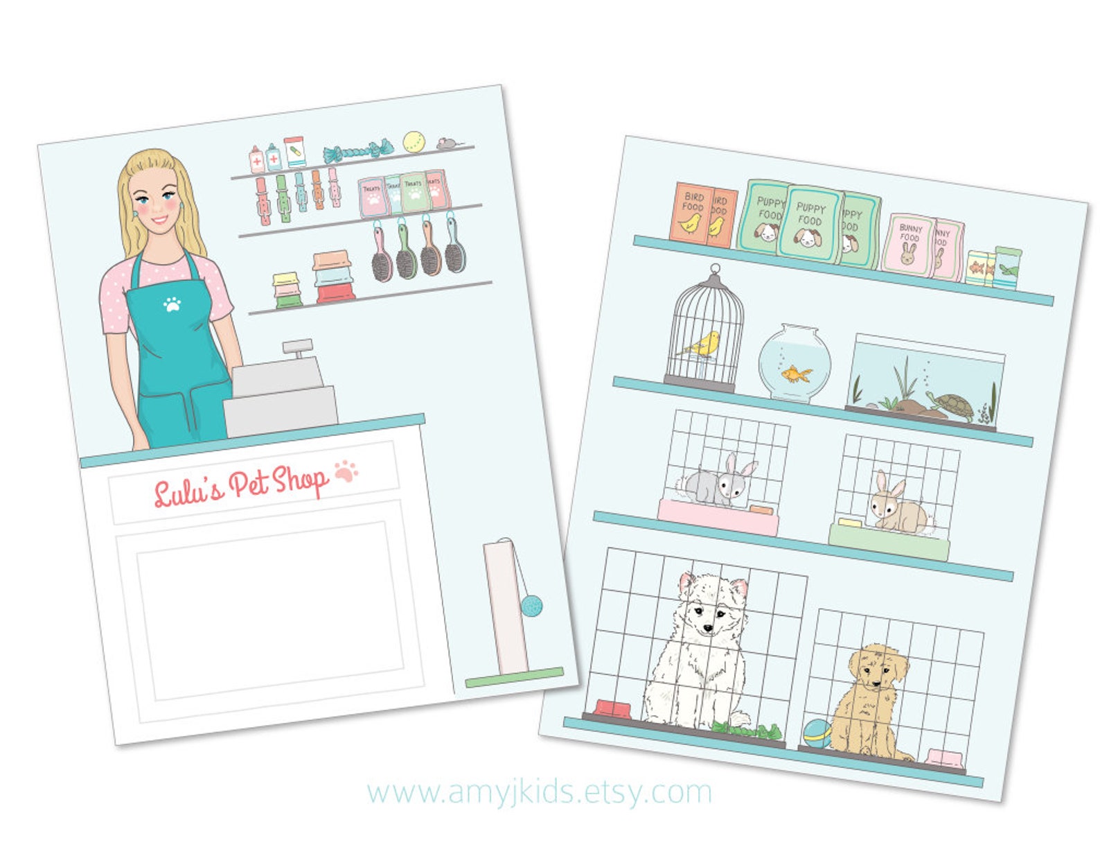 Printable Paper Doll PET SHOP Play Set- Pdf Instant Download- Puppy ...