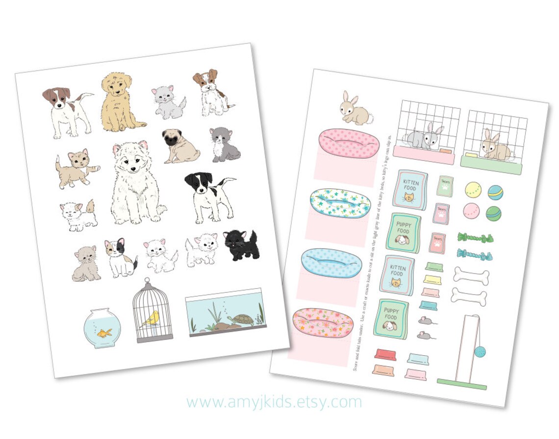 Printable Paper Doll PET SHOP Play Set- Pdf Instant Download- Puppy ...