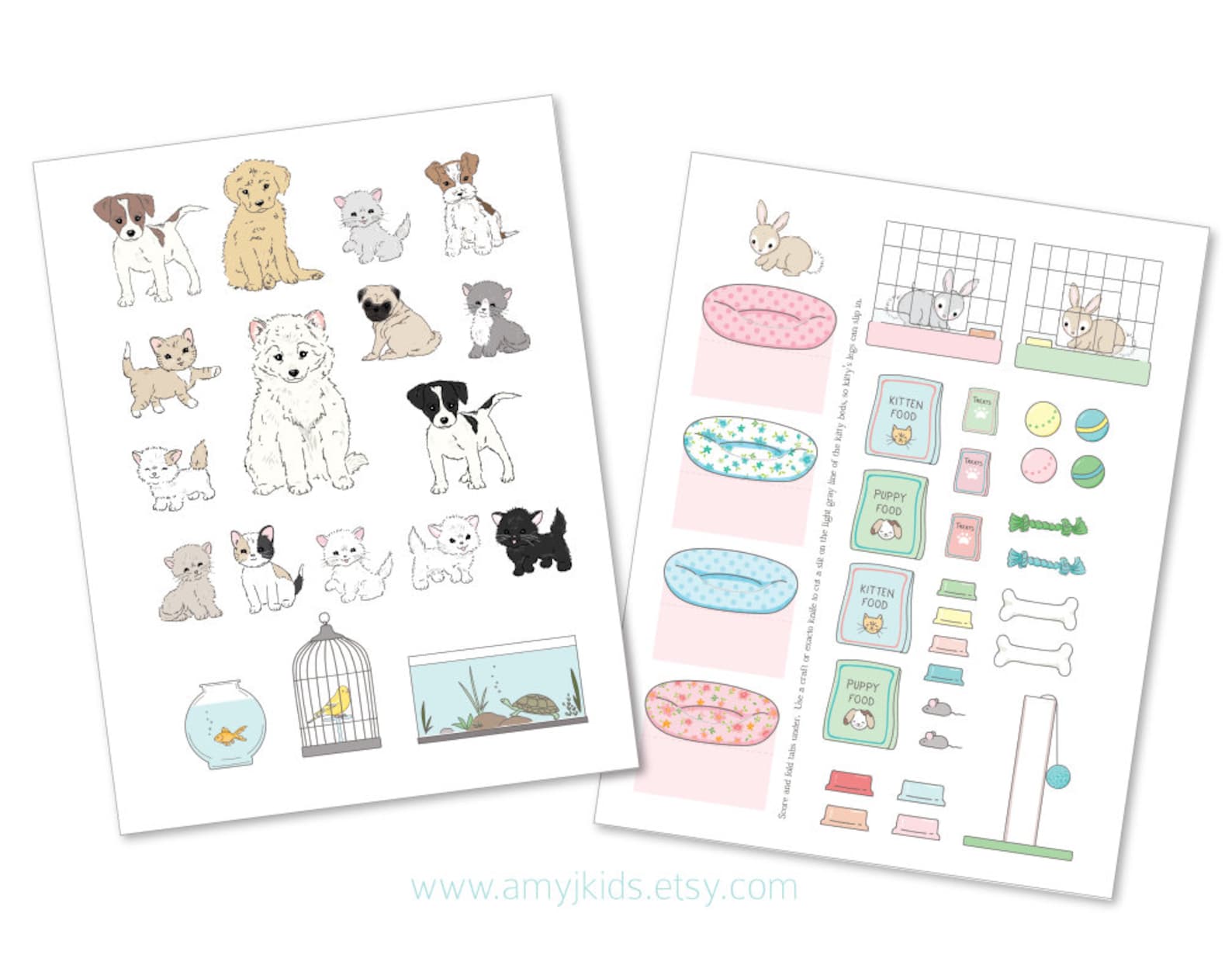 Printable Paper Doll PET SHOP Play Set Pdf Instant Download | Etsy