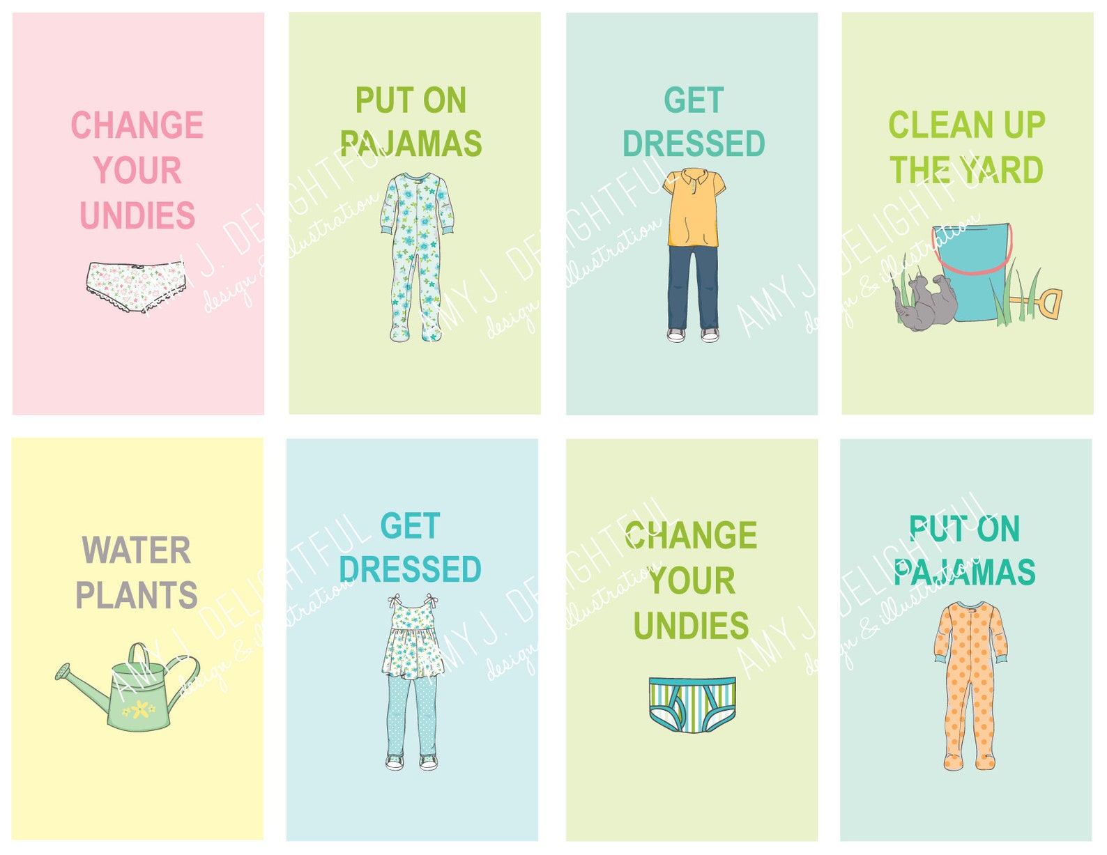 Children's Printable CHORE CARDS Without Points-digital File Instant ...