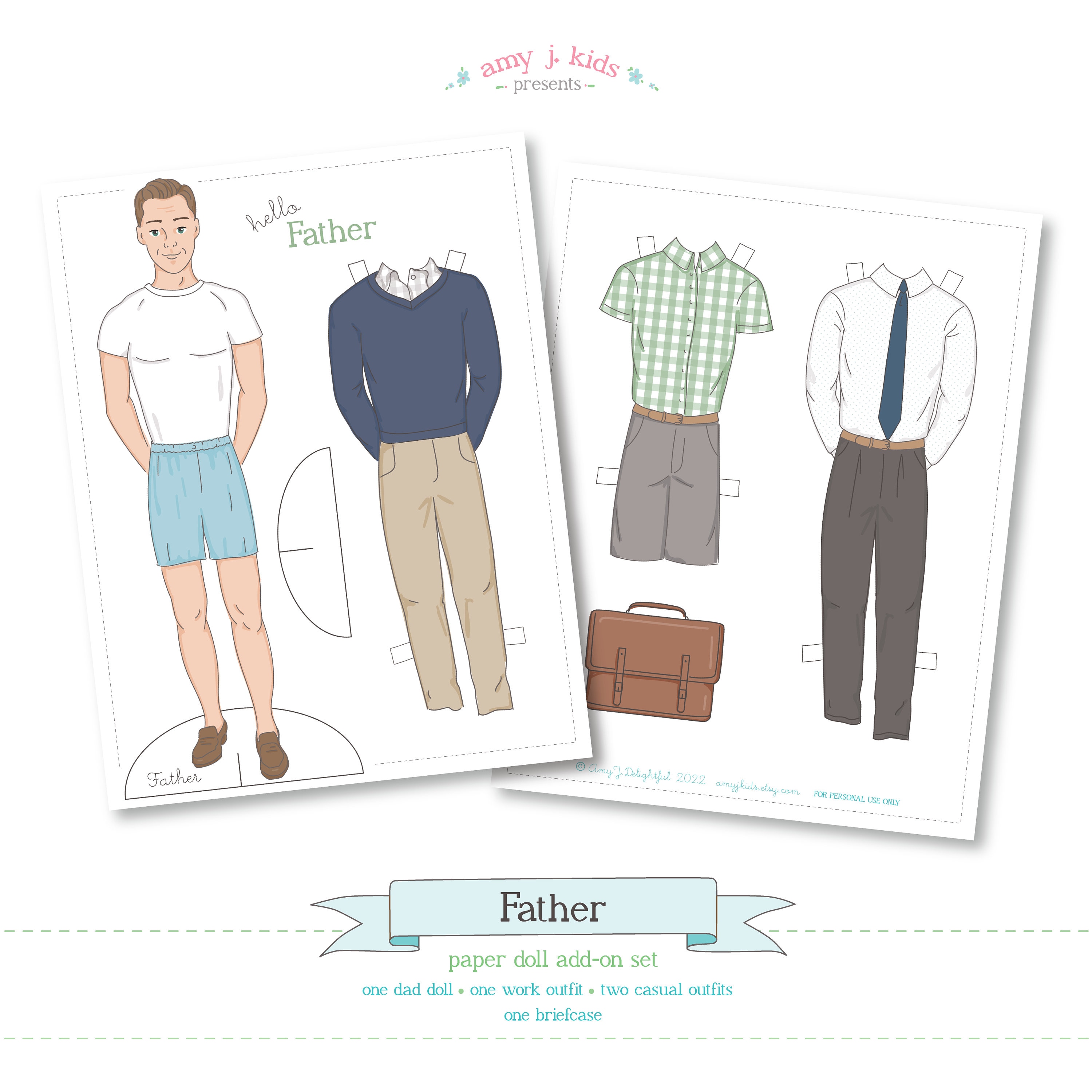 Printable FATHER Add-on Set - PDF Instant Download - Dad Paper Doll ...