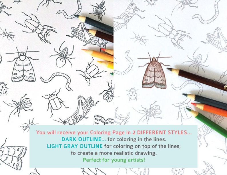 Printable CREEPY Crawlers/bugs Coloring Page- Digital File- Instant ...