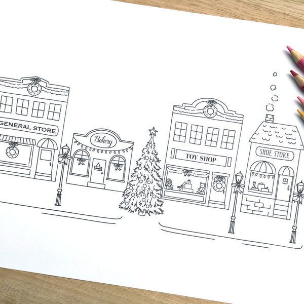 Printable Storefronts Coloring Page - Etsy