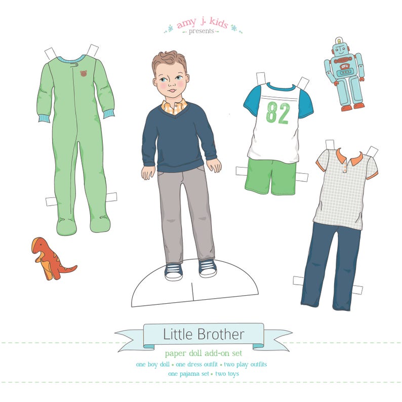 Printable LITTLE BROTHER Add-on Set - PDF Instant Download - Boy Paper ...