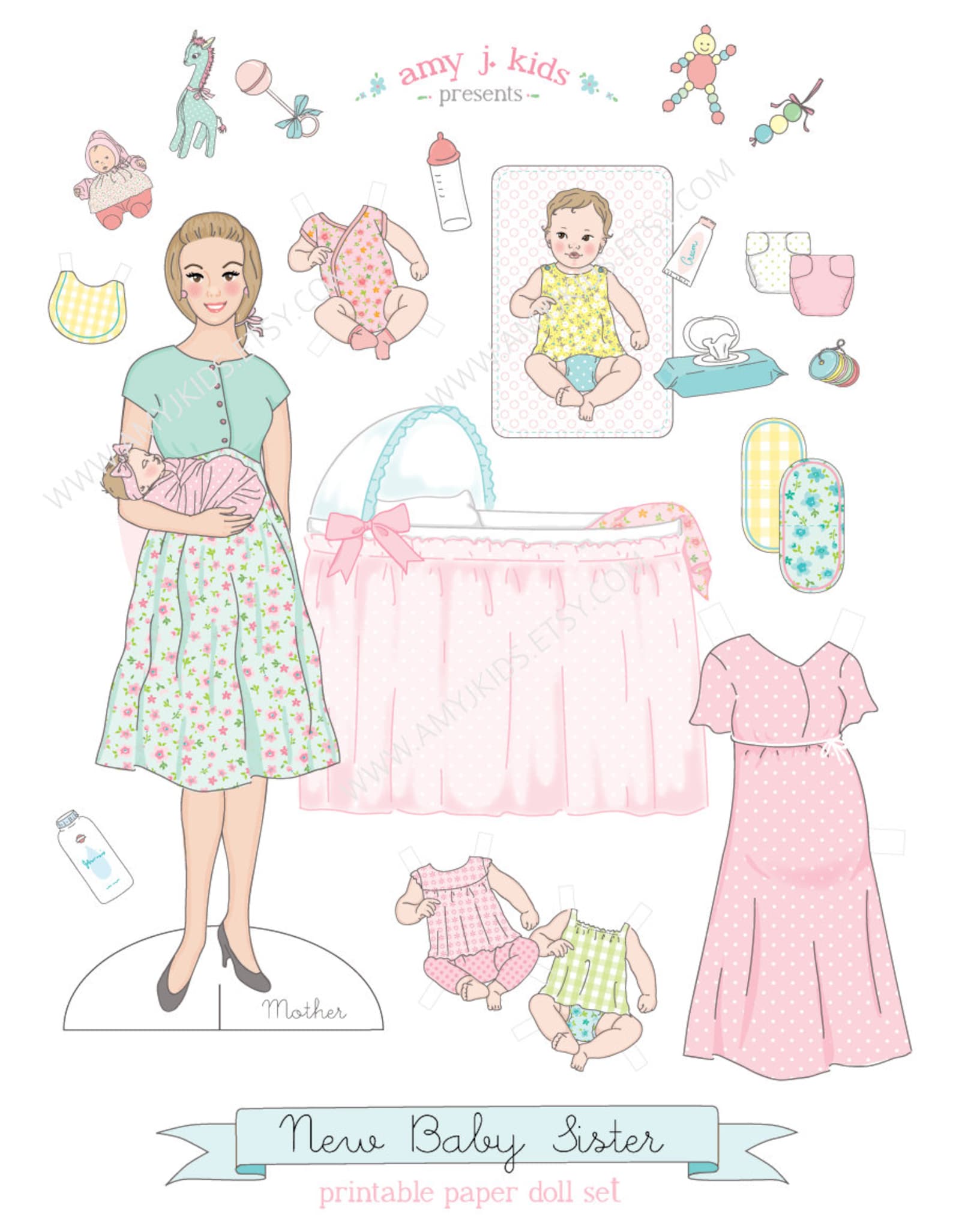 Printable New Baby Sister Paper Doll Play Set- Pdf Instant Download ...