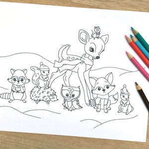 Printable WINTER CRITTERS Coloring Page- Digital File- Instant Download ...