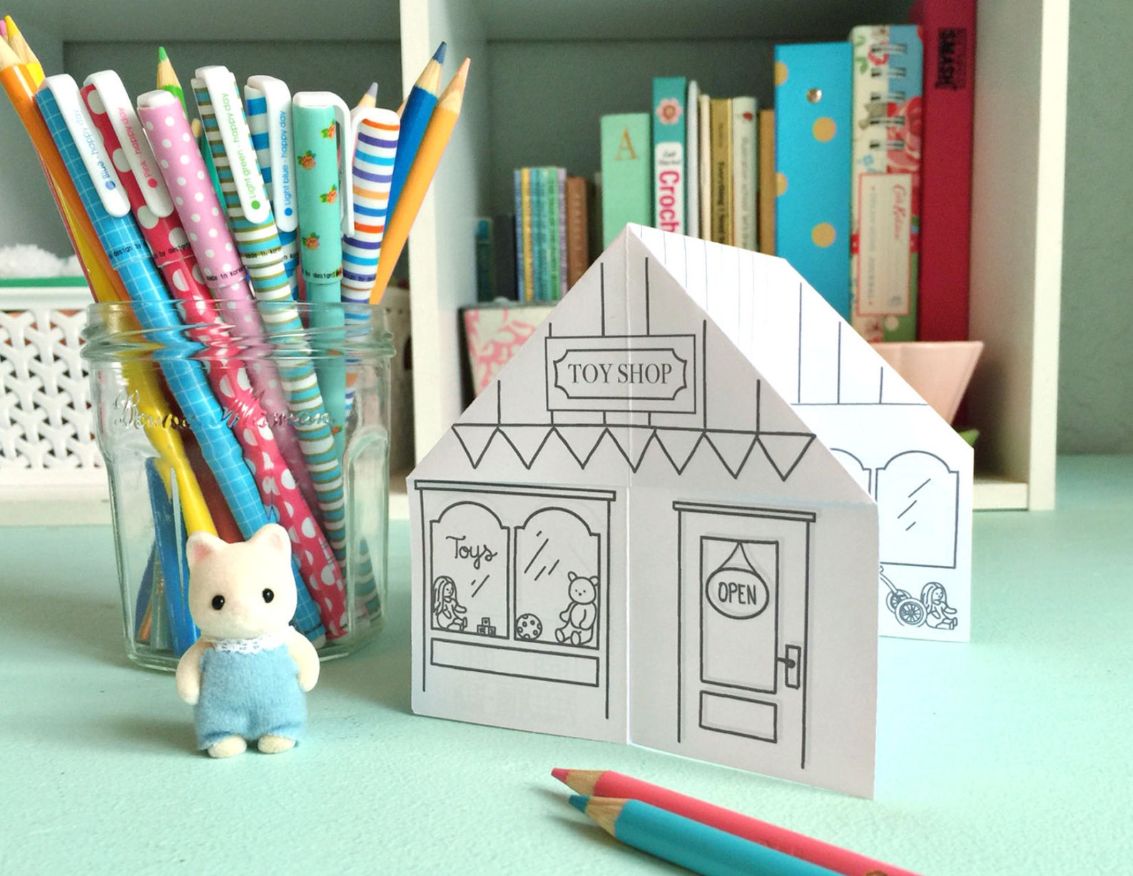 Printable Origami Toy Store to COLOR Digital File Instant - Etsy