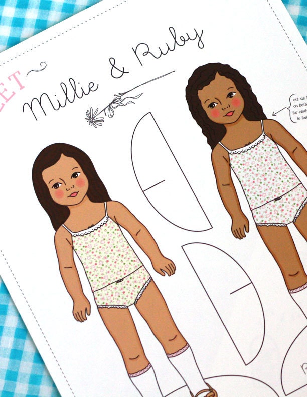 Millie & Ruby Printable Paper Dolls - PDF Instant Download - Medium ...