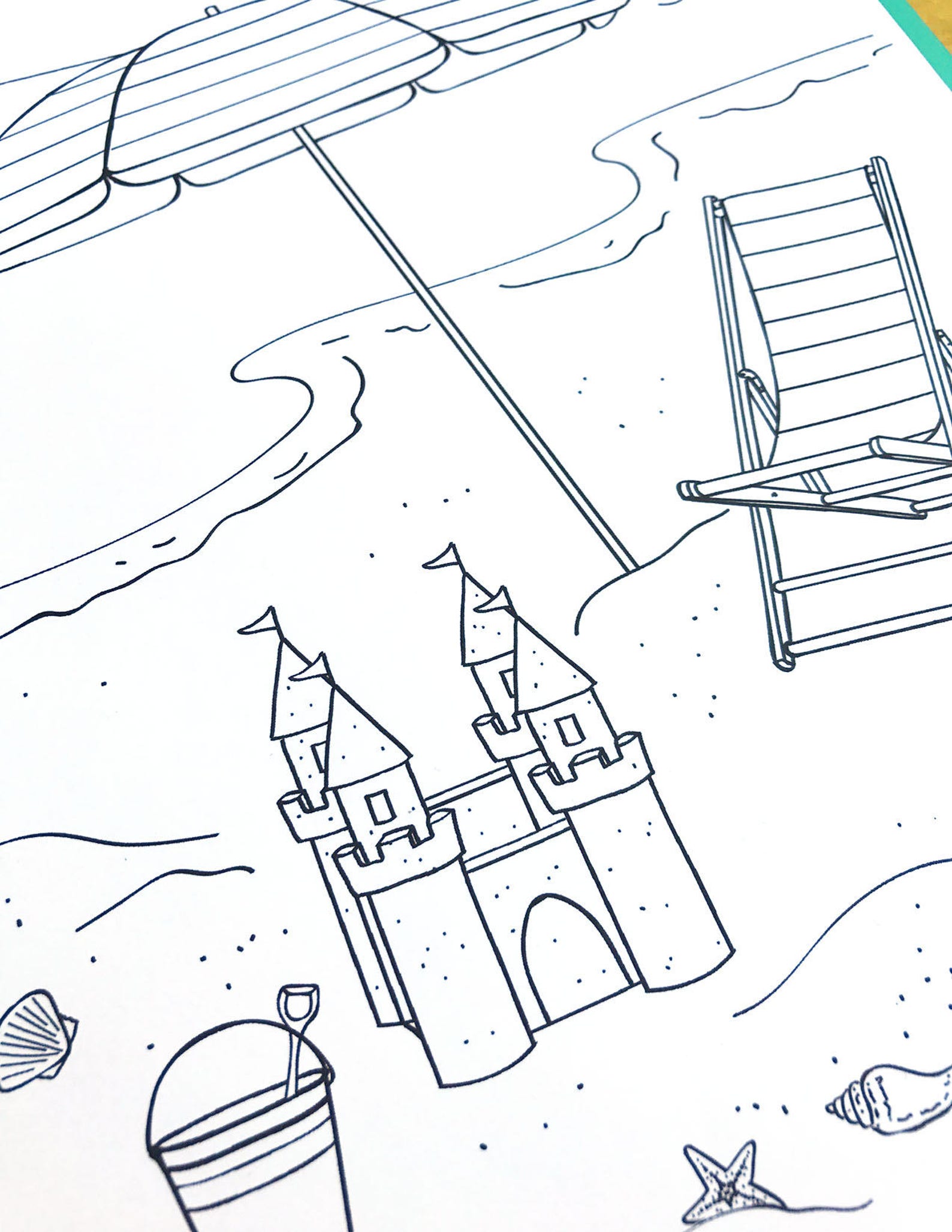 Printable BEACH Coloring Page- Digital File- Instant Download Ocean ...