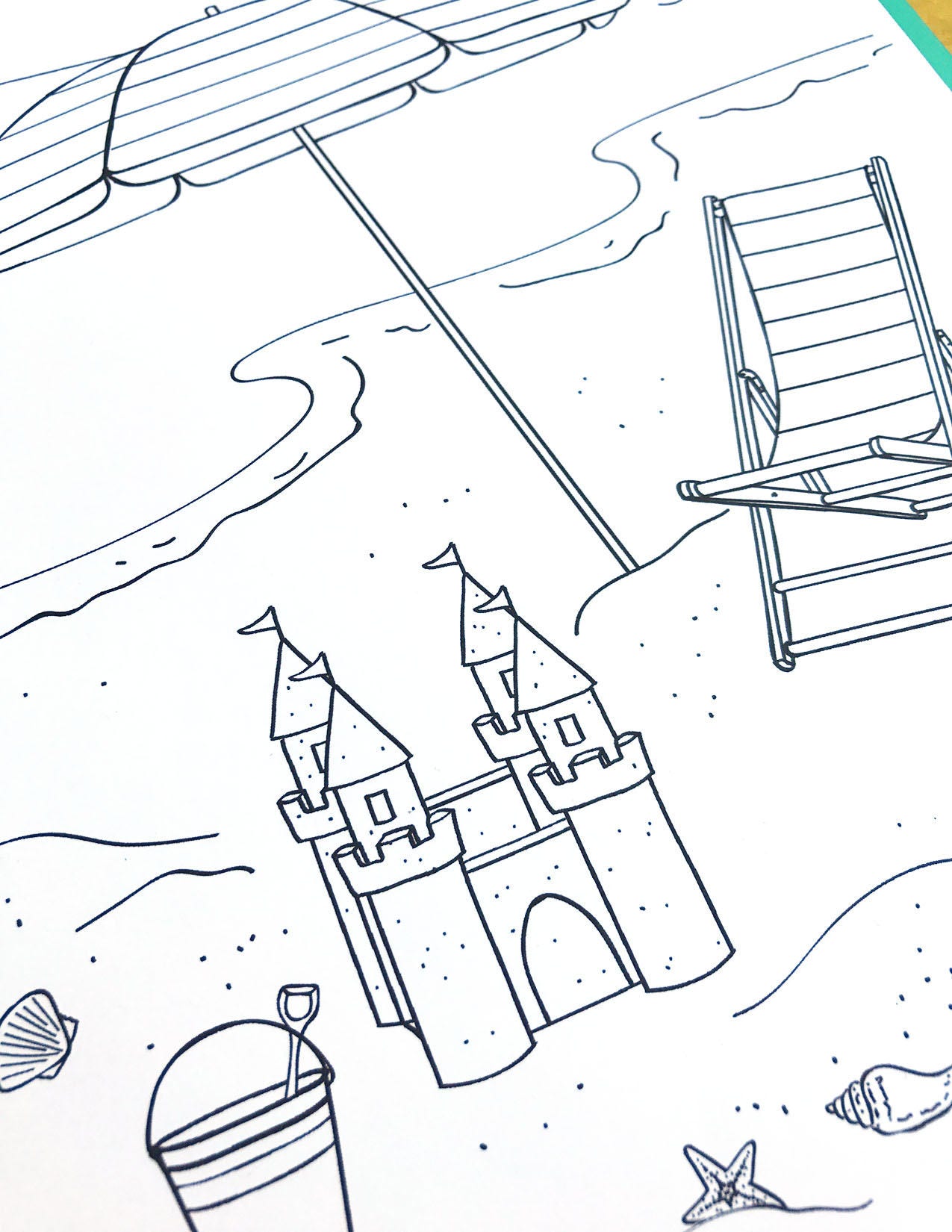 Printable BEACH Coloring Page- Digital File- Instant Download Ocean ...