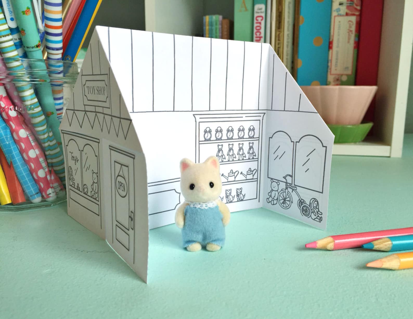 Printable Origami Toy Store to COLOR Digital File Instant - Etsy