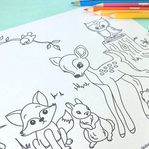Printable WOODLAND CRITTERS Coloring Page- Digital File- Instant ...